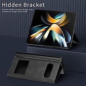 EAXER for Samsung Galaxy Z Fold 3 5G Case, Luxury Magnetic Case Leather Skin Stand Full Coverage Protection Case Cover (Black)