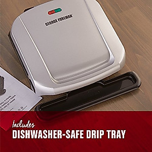 George Foreman GRP1060P Indoor Electric Grill, 4-Serving, Platinum