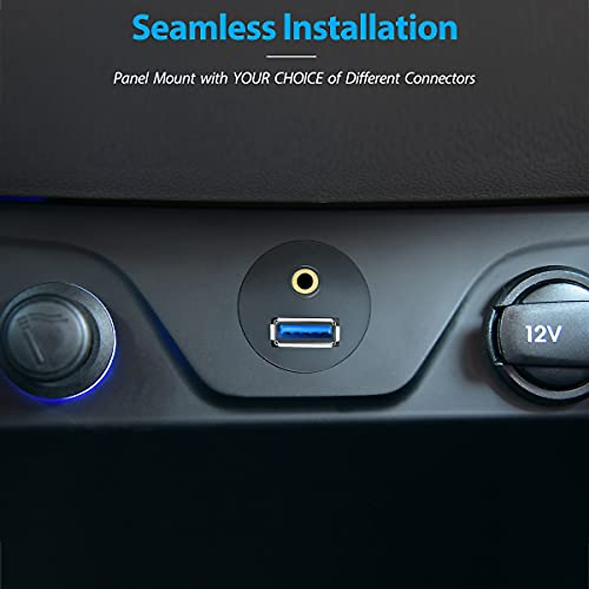 URWOOW USB Flush Mount - 1M 3ft 3.5mm & USB 3.0 AUX Extension Mount, Dash Mount, Flush Mount, Panel Mount Cable, for Car, Boat, Motorcycle