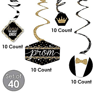 Big Dot of Happiness Prom - Prom Night Party Hanging Decor - Party Decoration Swirls - Set of 40