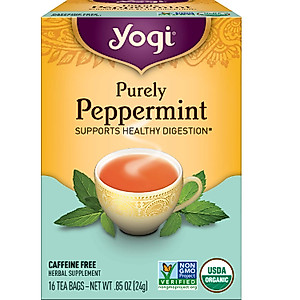 Yogi Tea - Purely Peppermint Tea (6 Pack) - Supports Healthy Digestion - Caffeine Free - 96 Organic Herbal Tea Bags