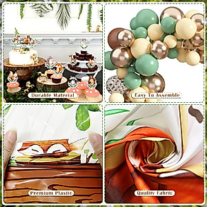 Woodland Animals Baby Shower Decoration Pack Forest Animal Neutral Gender Reveal Party Supplies Woodland Themed Birthday Party Ideas Set 106 Pcs Backdrop, Tablecloth, Cake Toppers, Balloons (Woodland