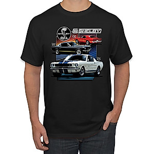 Shelby 65 Powered by Ford Motors Mustang Logo Emblem Cars and Trucks Men's T-Shirt, Black, Medium