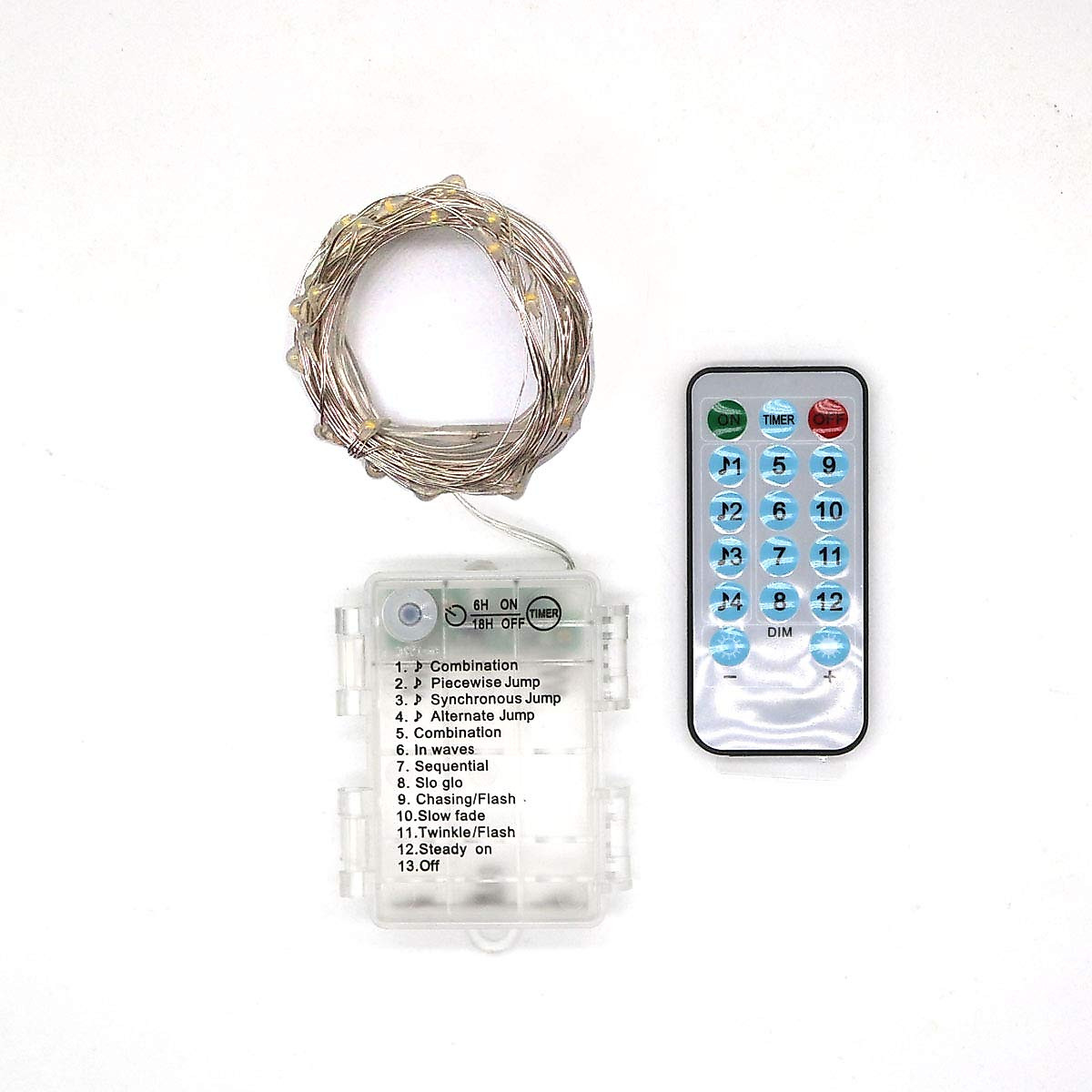 Dreamworth 2 Pack 12 Modes Sound Activated Music String Lights, Battery Operated 16.4Ft 50 LED Silver Wire Fairy Lights with Remote Timer for Bedroom Wedding Party Festival(Warm White)