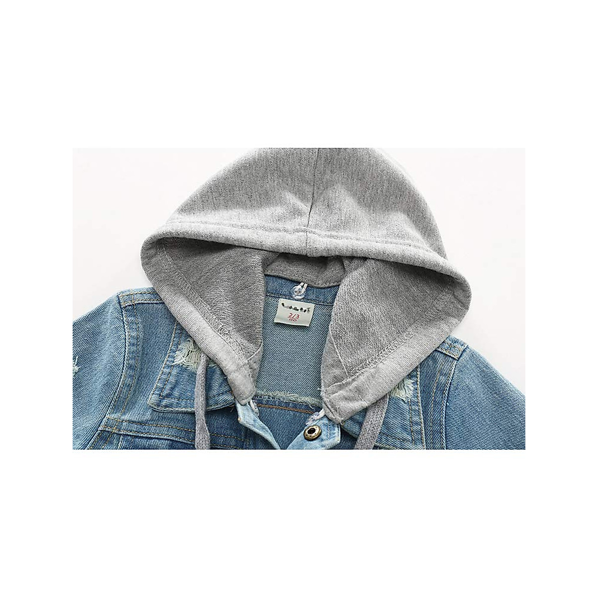 Abolai Baby Boys' Basic Denim Jacket Hoodie Button Down Jeans Jacket Top (5T(120#), Lightblue)