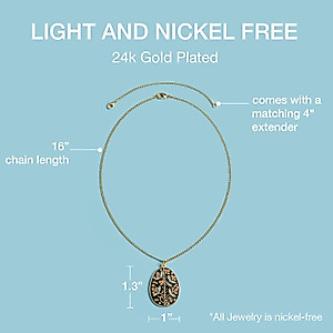 Dissent Pins Ukrainian Easter Egg (Pysanky) Collection Pendant Necklace for Women - Pine Tree Design (24k Gold-Plated)