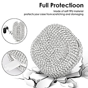 Case for Samsung Galaxy Buds 2 / Buds Live/Buds Pro/Buds 2 Pro, Filoto Cute TPU Earbuds Protective Case Cover with Shiny Disco Ball Keychain Accessories for Women Girls (Glittery Silver)