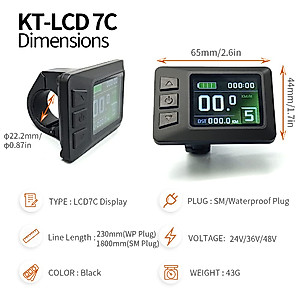 HUDAMZKY Ebike Color Screen Display Meter KT-LCD7C 24V 36V 48V 52V Electric Bike Conversion Kit Display for KT Controller (LCD7C SM Plug)
