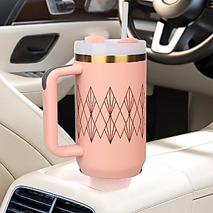 QXV 40 oz Tumbler with Handle and Straw Lid Insulated Reusable Stainless Steel Water Bottle Travel Mug Iced Coffee Cup Travel Mug for Hot and Cold Beverages, BPA-Free, 100% Leakproof Bottle