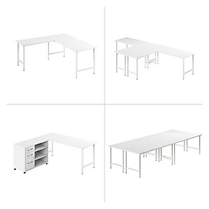 Bush Business Furniture Hustle 72W x 30D Computer Desk with Metal Legs in White, Modular Office Table for Home and Professional Workspace