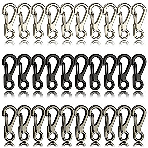 ZGQHZR 30Pcs Mini Alloy Carabiner Clip Tiny Spring Snap Hook Carabiners Zinc Alloy Mini Paracord Hook Keychain Claps EDC for The Keychain,Backpack,Decoration Hanging,Dog Leashes