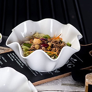 CALLARON Bowl Serving Dishes Ceramic Sauce Dishes Flower Shape Porcelain Side Dish Dip Bowl Japanese Seasoning Serving for Soy Sauce Ketchup Appetizer BBQ Snack Soup Rice 8.3inch Plastic