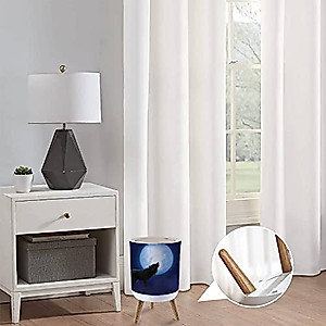 Small Trash Can with Lid for Bathroom Kitchen Office Diaper 3D rendering a black werewolf glowing red eyes howling at big moon Bedroom Garbage Trash Bin Dog Proof Waste Basket Cute Decorative