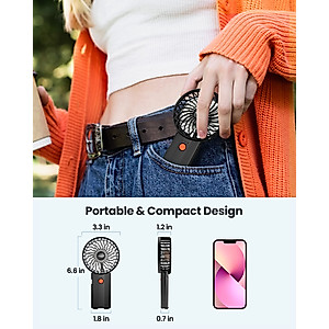 Mini Handheld Portable Foldable Small Fan USB Rechargeable Personal Fan Neckable Desktop 4-speed 3-in-1 Mute Handheld Small Fan 6-15 Hours Continuity Suitable for Summer Travel Camping Outdoor Kids