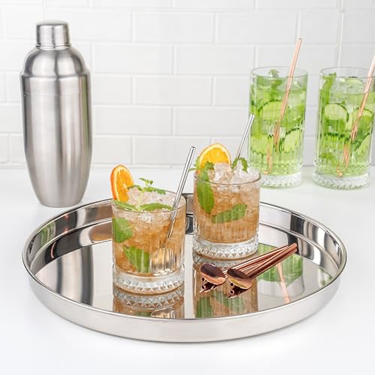 Restaurantware Bar Lux 5 Inch Spoon Straws 2 Food-Grade Reusable Cocktail Straws - Built-In Spoon Dishwashable Stainless Steel Cocktail Spoons For Drinking And Stirring