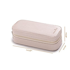 SANQIANWAN Small Jewelry Travel Organizer Box with PU Leather Portable Jewelry Storage Case for Necklace Rings Earrings, Tassels design of jewely case gifts for mother, Girlfriend and lover,16.5*7.5*6
