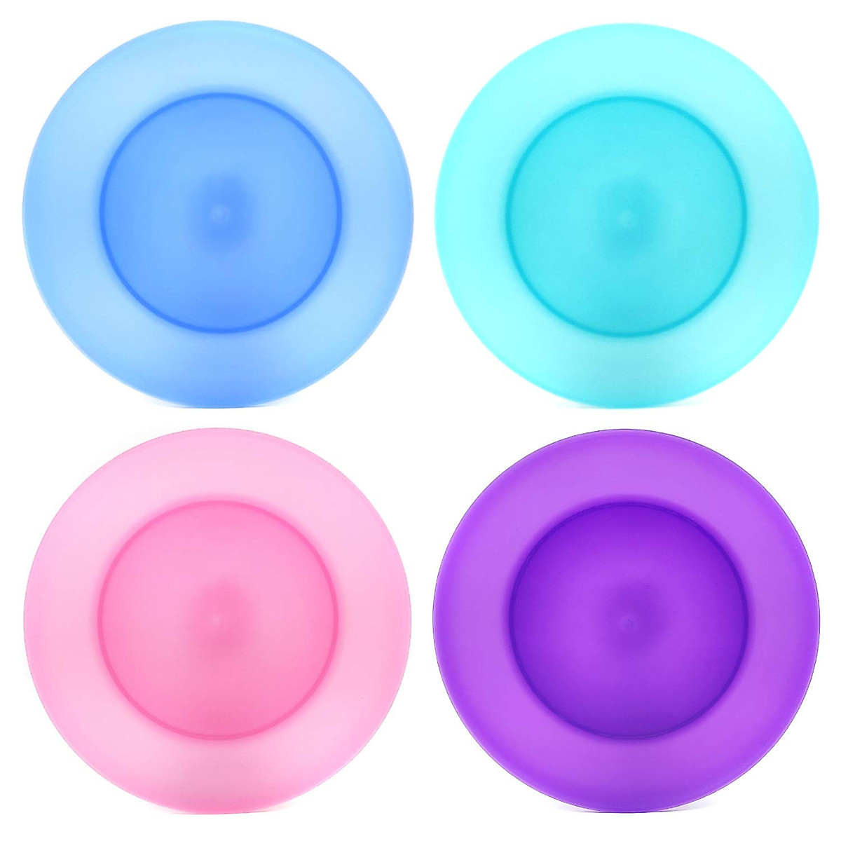 KOXIN-KARLU 10-inch Plastic Dinner Plates Reusable Plates Picnic Plates | Set of 12 in Coastal Colors