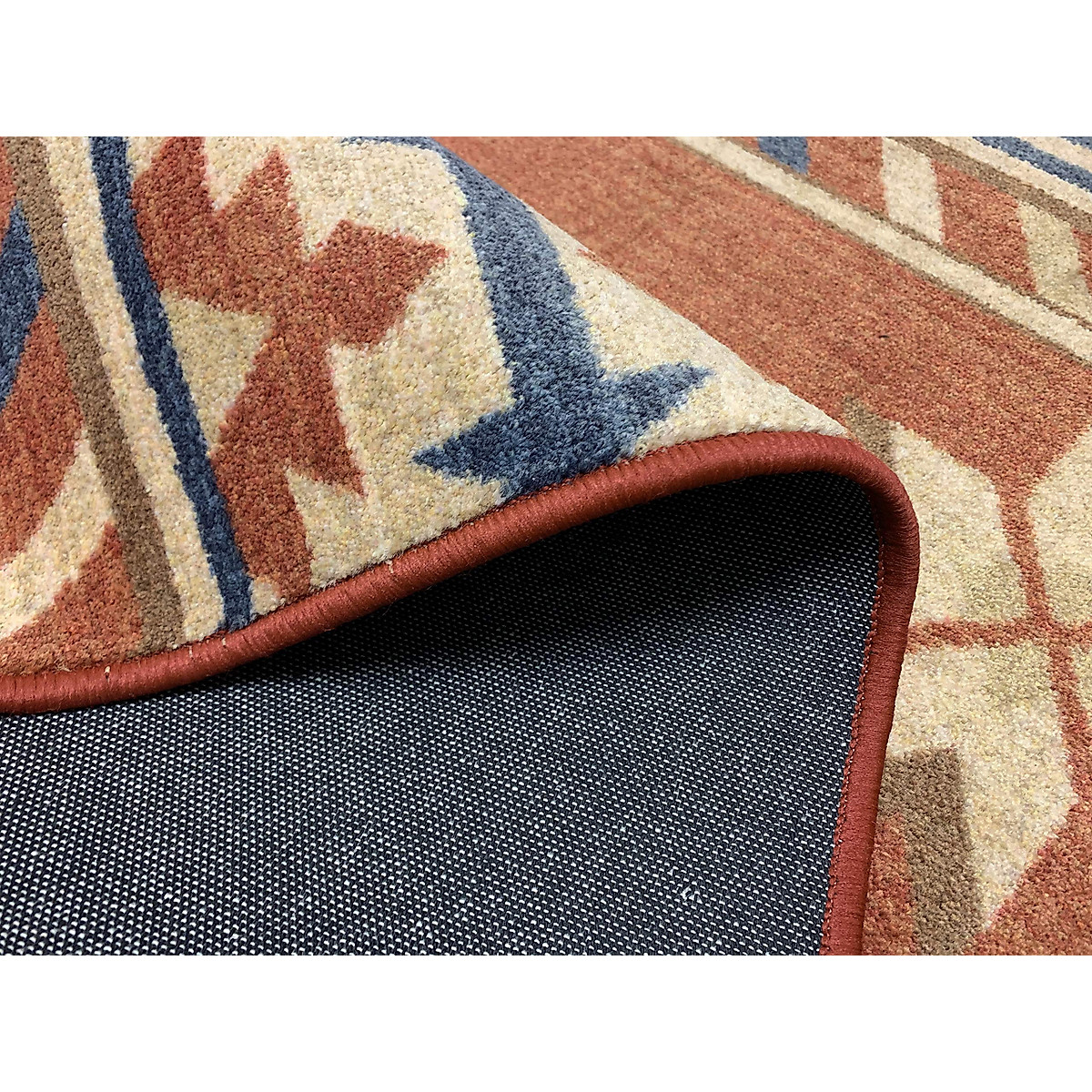 Nevita Collection Southwestern Native American Design Area Rug Southwest Design Rugs Geometric South West Pattern (Orange (Terra) Blue Beige Red, 5'3" x 7'1")