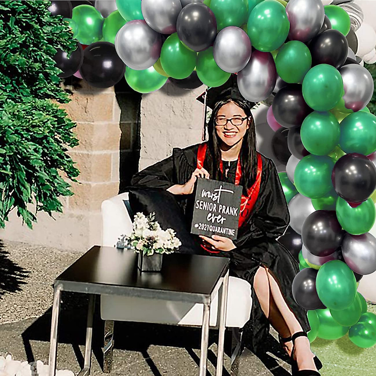 Graduation Decorations Green Black 2024/Black Green Balloons 30Pcs Green Graduation Party Decorations 2024 /Green Black Graduation Party Decorations