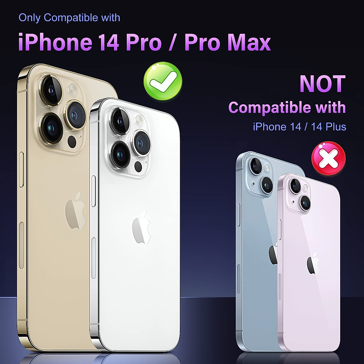 Uyiton for iPhone 14 Pro/iPhone 14 Pro Max Camera Lens Protector, [Drop Protection] 9H Tempered Glass Camera Cover screen Metal Ring Case Friendly Scratch Resistant Easy to Install Gold