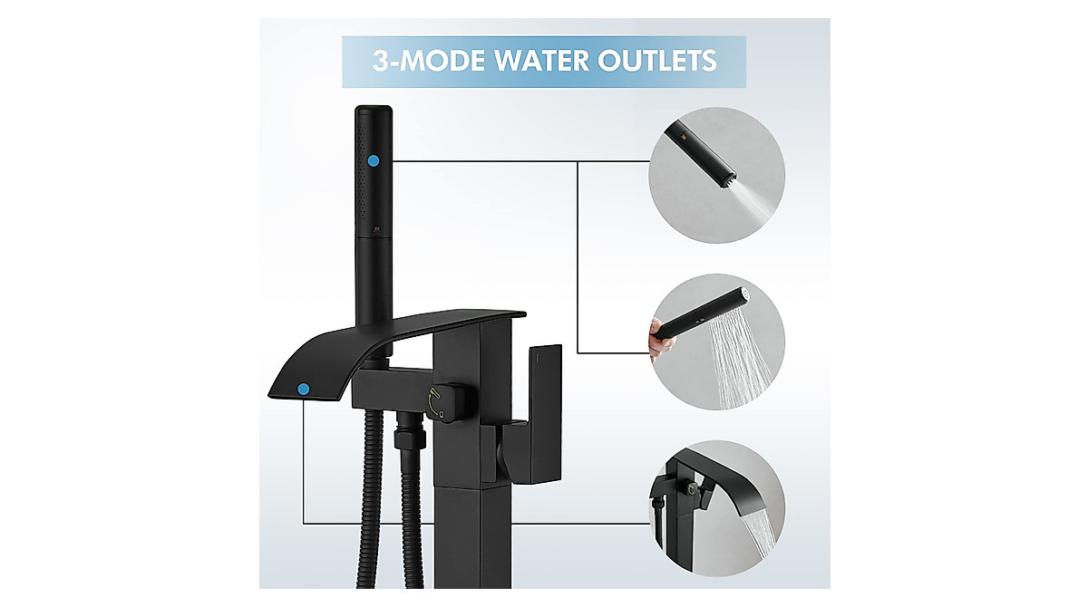 RUMOSE Matte Black Freestanding Tub Filler - High Flow Faucet
