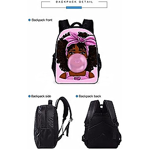 African American Girl Backpack Teens Bookbag Schoolbag With Shoulder Bag Pencil Bag Set For Girls 3pcs Set (African Girl13)