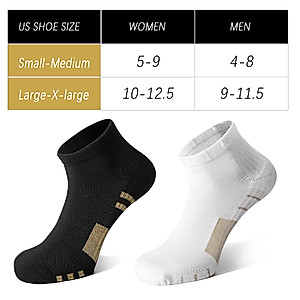 BLONGW Ankle Copper Compression Socks for Men & Women 6 Pairs, Anti-Blister Low Cut Cushioned Cotton Running Socks with Arch Support