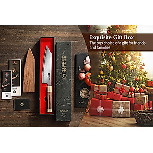 XINZUO 8 Inches Japanese Kiritsuke Chef Knife, Super ZDP-189 Steel Knife, Professional Cooking Knife for Chefs&Home, 67HRC, Ergonomic Octagonal Handle with Desert Ironwood