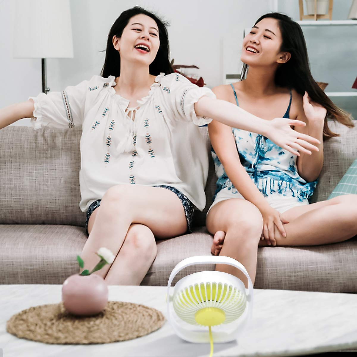 HARPAT Mini USB Desk Fan 3 Speed Personal Small Desktop Table Quiet USB Fan for Home Office Car Outdoor Travel (Pink)