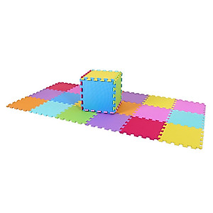 Meiqicool EVA Foam Puzzle Play Mat for Baby - Non Toxic Interlocking Soft Floor Tiles - Kids Toddler Infant Children Room and Yard Exercise Gym Decor - Multi Color，20pcs