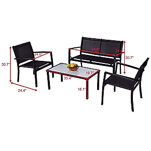 ReunionG 4 Pcs Patio Furniture Set Sofa Loveseat Tee Table for Outdoor Garden Yard Pool Side
