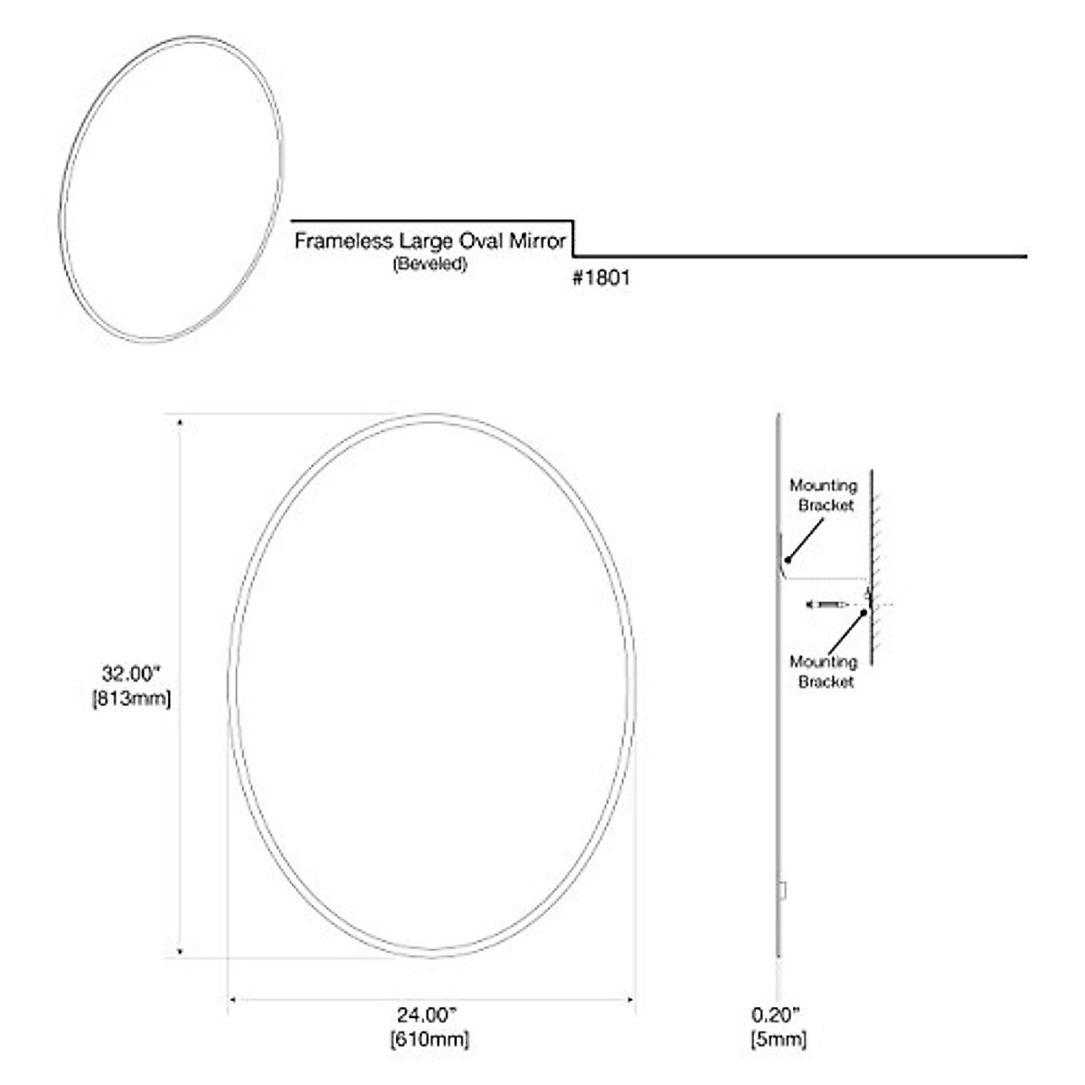 Gatco Beveled Easy Mount Mirror, 32" H x 24" W, Silver