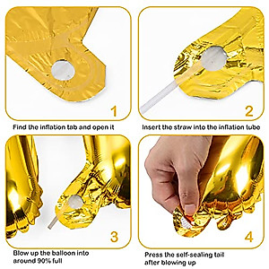 Happy Birthday Balloons Banner, 16 Inch Gold Happy Birthday Letters Sign 3D Mylar Foil Inflatable Birthday Party Decorations for Kids Adults Girls Women Boys Men