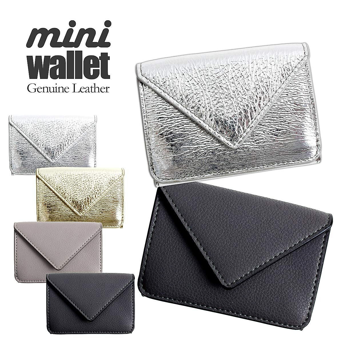 MALTA Genuine Leather Trifold Mini Wallet for women Coin Purse Card Holder Compact - Grey