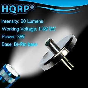 HQRP Hight Power 3W Extra Bright 90 Lumens Upgrade LED Bulb Bi-Pin LED Module for Mini Mag-Lite 2AA Solitaire Light LM2A001 Replacement