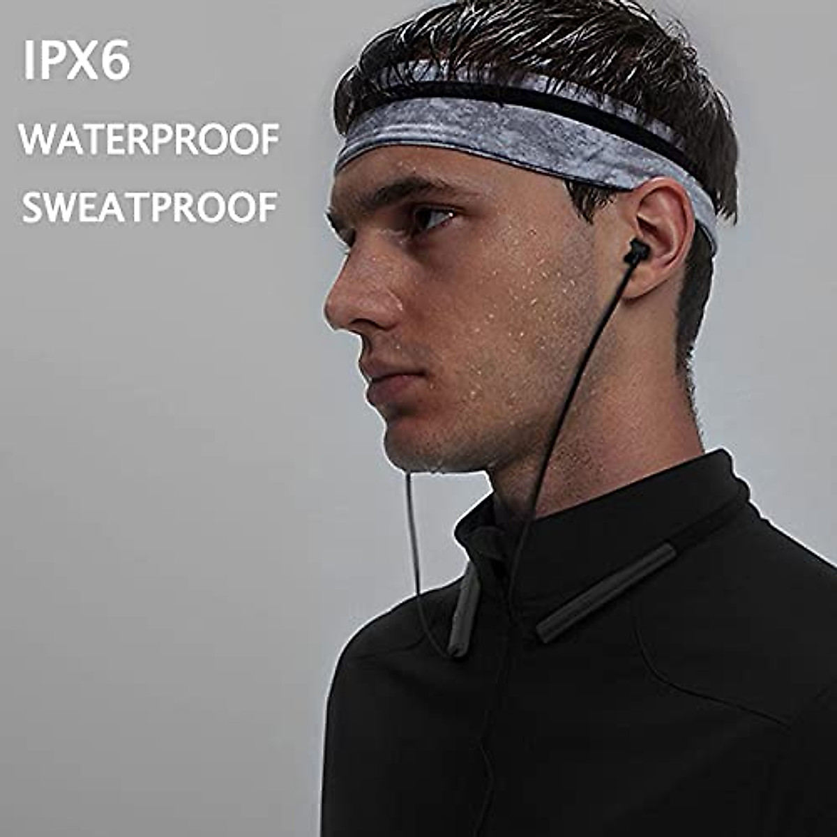 ESSONIO Bluetooth Headphones Wireless Earbuds Neckband with mic Noise Cancelling Wireless Headset 400 Hours Standby timefor Sports (in Ear Black)