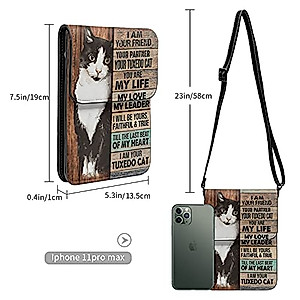 Striking Cats Tuxedo Cat Art Crossbody Cell Phone Purse Wallet Bags With Shoulder Adjustable Strap For Women Teen Girls