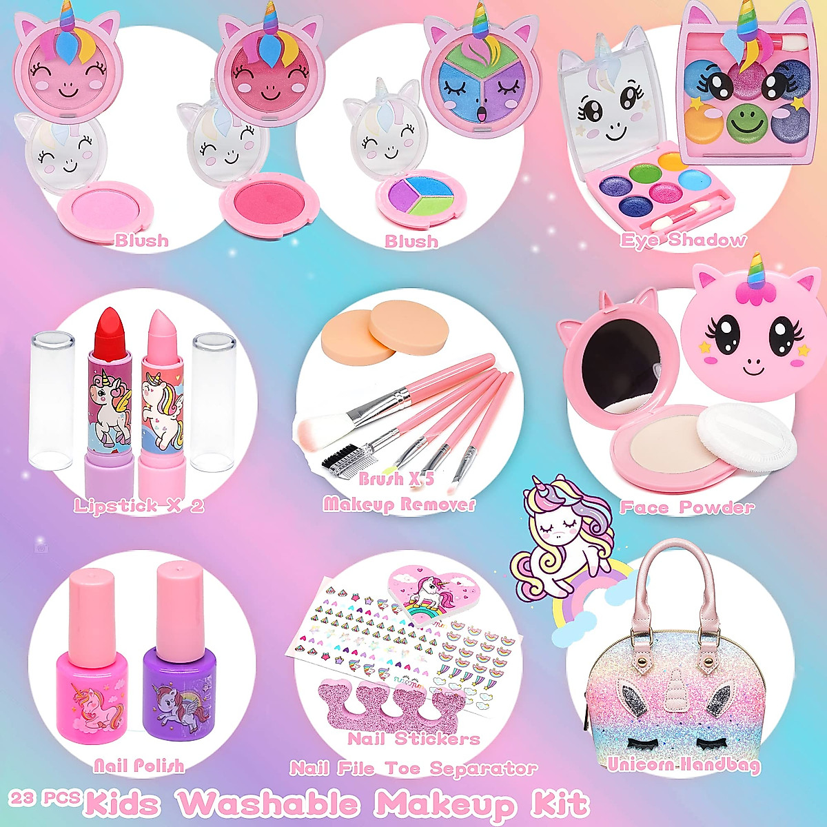 Kids Makeup Kit for Girl - Kids Makeup Kit Toys for Girls Washable Make Up for Little Girls, Child Play Real Makeup Set, Non Toxic Toddlers Pretend Cosmetic Kits, Age 4-12 Year Old Children Gift