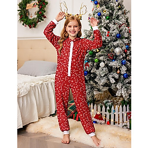 Ekouaer Christmas Matching Family Onesie Pajamas Long Sleeve Thermal One Piece Pajamas with Button