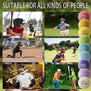 POPFRO Leather Weighted Baseballs Set of 9, 3-12 OZ Ploy Balls for Pitching/Hitting/Throwing/Batting,Practice Baseballs for All Skill Levels