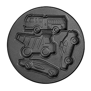 Nostalgia MyMini Cars and Trucks Shape Electric Waffle Maker, 5-Inch Non-Stick Griddle for Waffles, Hash Browns, Eggs, and More, Yellow