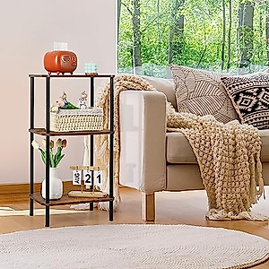 BTY 3 Tier Tall End Table Telephone Table Tall Side Table, 30" H Small End Table with Storage Shelves, Tall Nightstand for Living Room, Bedroom, Home Office,3 Tier Slim Table, Tall Side Table