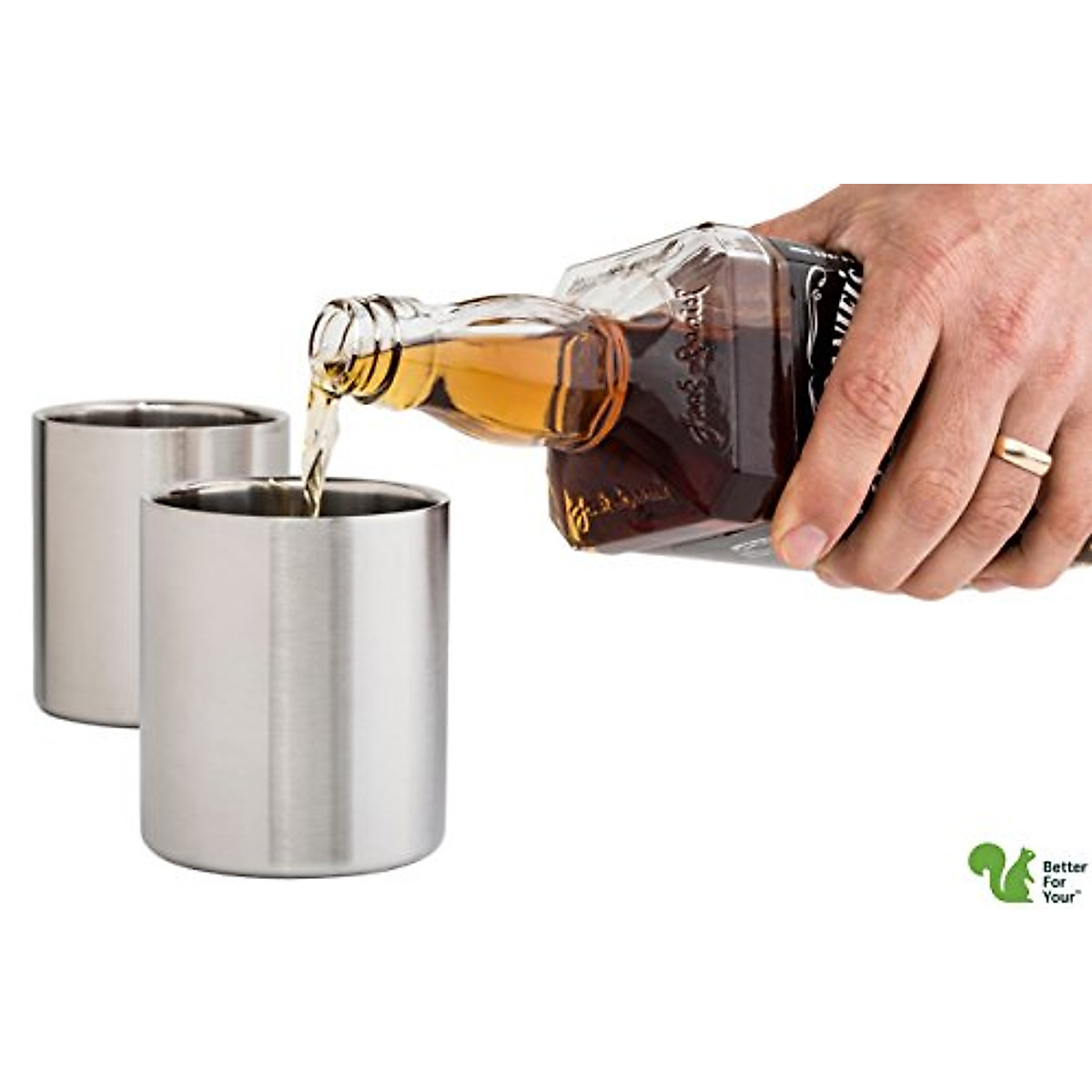Better For Your Whiskey Stainless Double Walled Lowball Shatterproof Tumbler 13.5 oz Set of 2