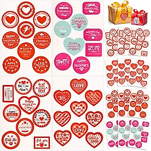 Konsait 140pcs Valentine's Day Stickers, Love Stickers, Sweet Valentine Self-Adhesive Stickers for Party Favors Cards Envelopes Presents Kids Scrapbooking Labels Decoration Stickers