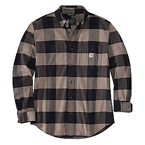 Carhartt Men's 105432 Rugged Flex Relaxed Fit Midweight Flannel Long-S - Large - Driftwood