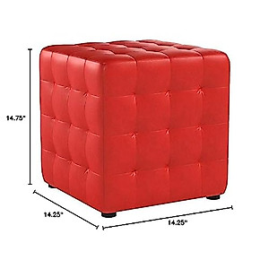 Baxton Studio Siskal Modern Cube Ottoman, Red, Set of 2