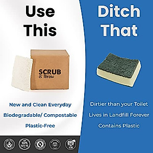 Scrub & Throw Natural Loofah Sponges, Multipurpose Dish Sponges, Non-Scratch Kitchen Sponges, (Pack of 30) for Cleaning Kitchen, Bathroom, and Household