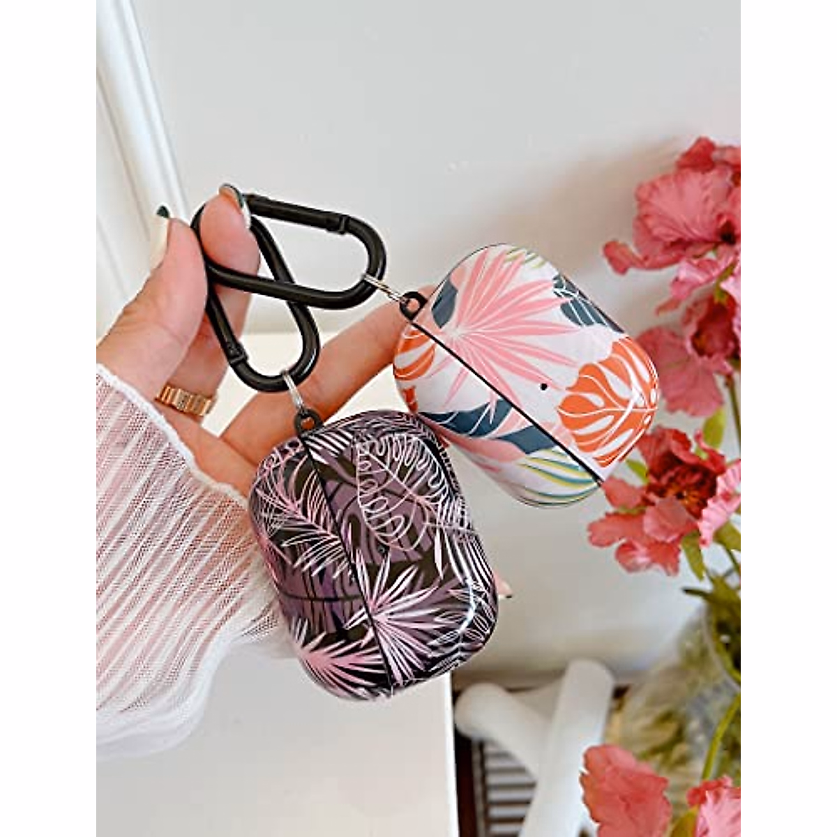 Flower Case Compatible with Apple AirPods Pro Floral, Leaf Smooth Design Cute Kawaii Protective Case Anti-Fall Headphone Case for Airpod Pro Case (AirPods Pro, Rose Gold Leaf)