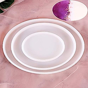ARTIBETTER Pack of 3 Silicone Resin Tray Molds Oval Shaped Crystal Epoxy Platter Molds Coaster Resin Casting Molds for DIY Desktop Decoration