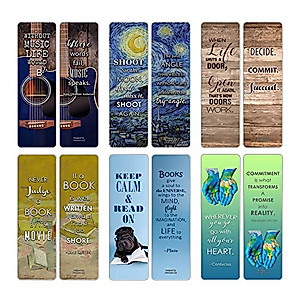 Creanoso Awesome Inspirational Bookmarks for Books (12-Pack) - Awesome Book Markers for Men, Women, Teens – Unique Assorted Bookmarks Designs – Premium Design Gifts for Bookworms – Wall Decal